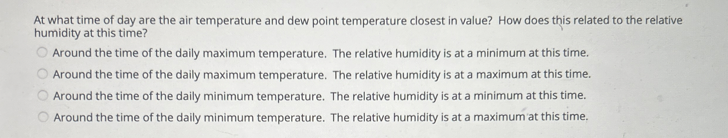 Solved At what time of day are the air temperature and dew | Chegg.com