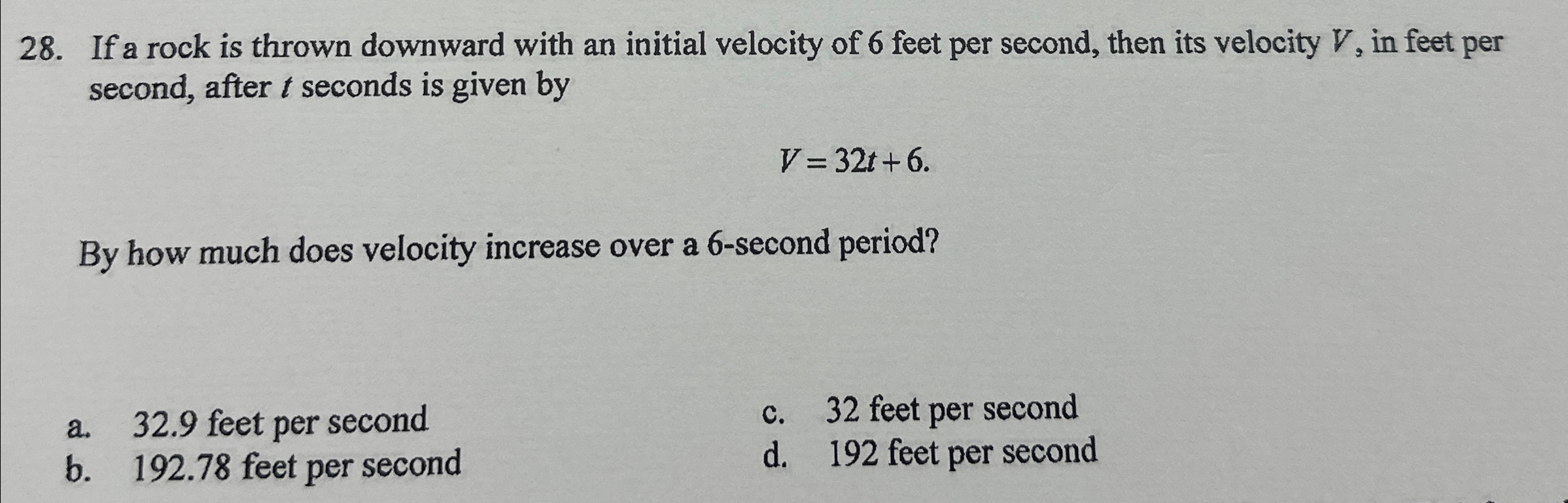 Solved If a rock is thrown downward with an initial velocity | Chegg.com