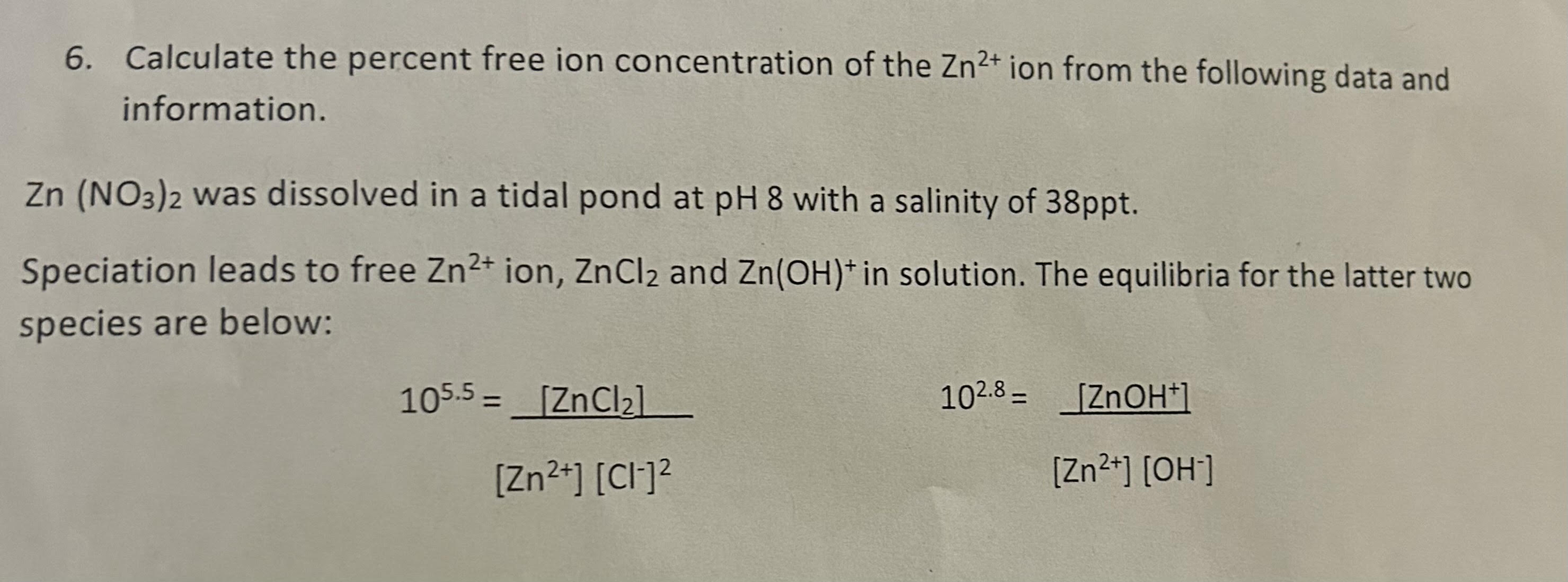 Solved Calculate the percent free ion concentration of ﻿the | Chegg.com
