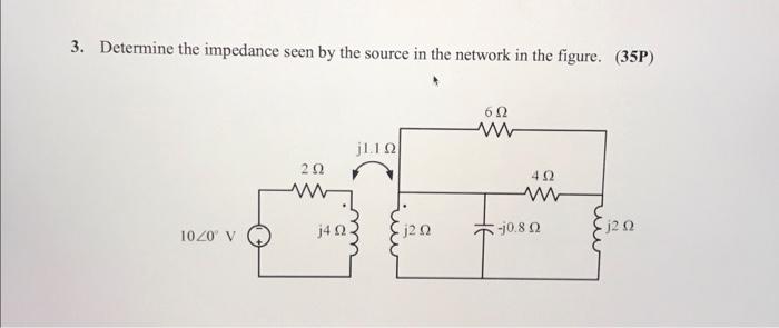 Solved 3. Determine the impedance seen by the source in the | Chegg.com