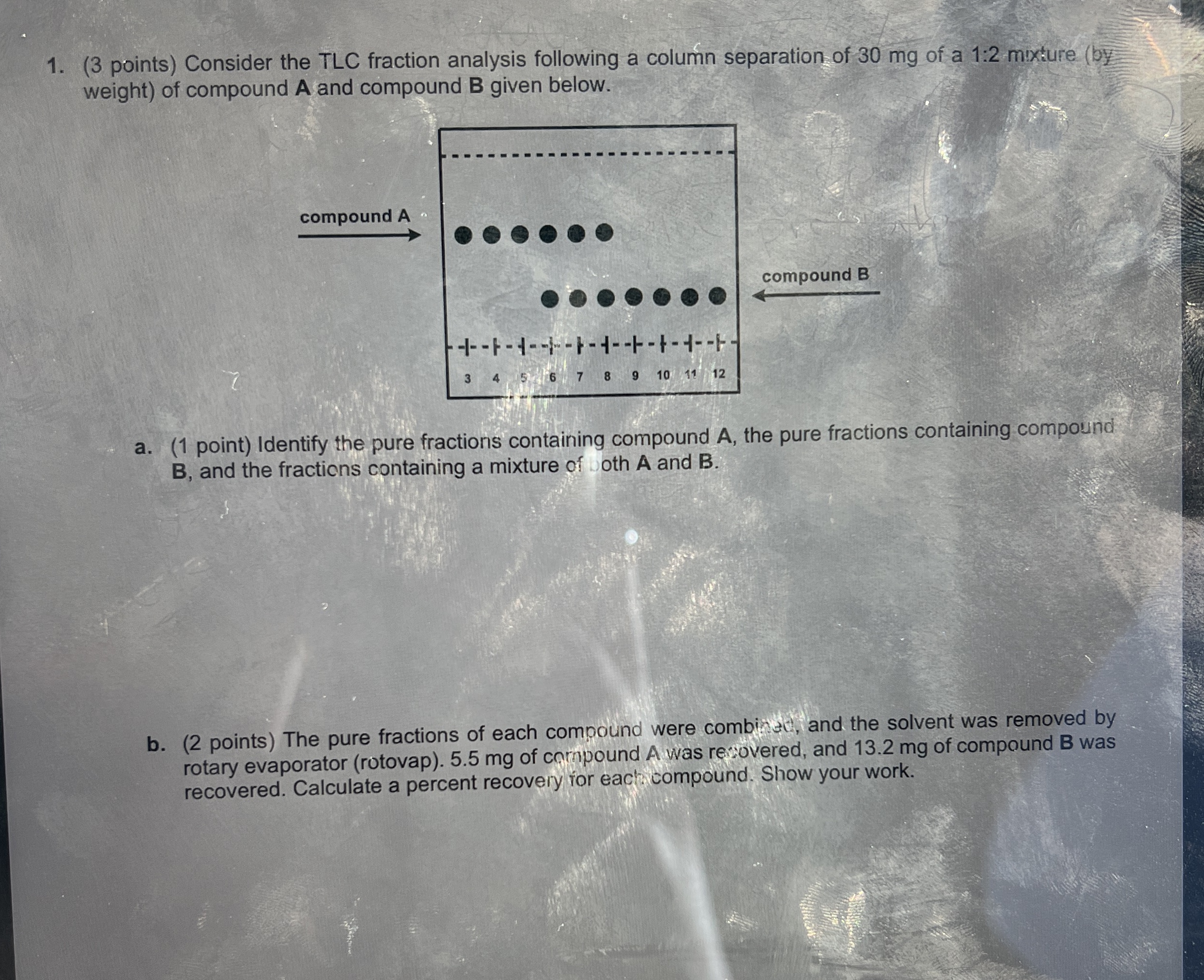 Solved (3 ﻿points) ﻿Consider the TLC fraction analysis | Chegg.com