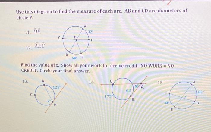 Solved Angles, Arcs, and Segments Homework Use the diagram | Chegg.com