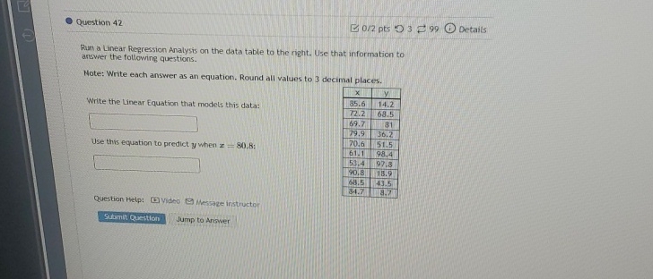 Solved Question 4202pts399DetailsRuri a Linear Regression | Chegg.com