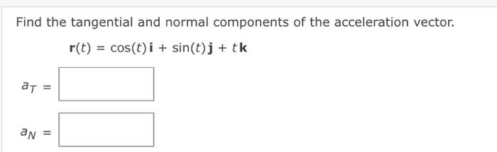 Solved Find the tangential and normal components of the | Chegg.com