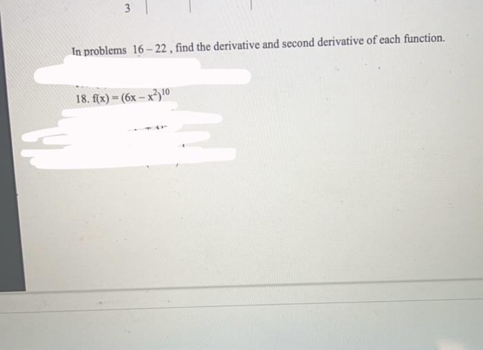 Solved In problems 16−22, find the derivative and second | Chegg.com