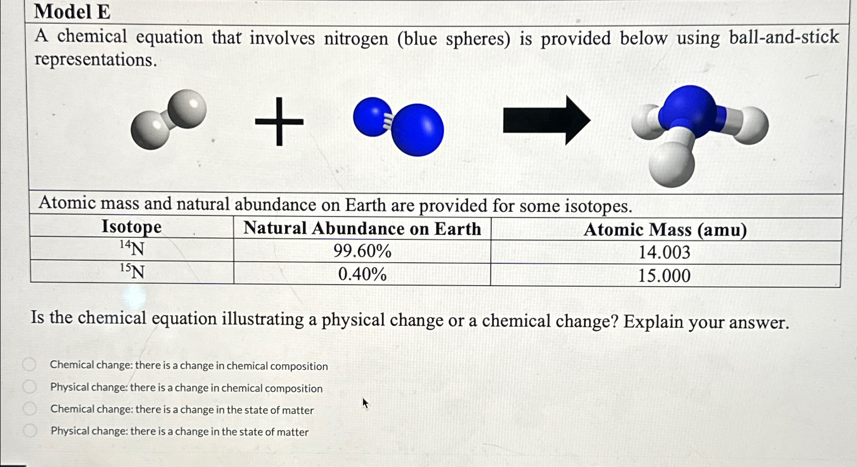 Model EA chemical equation that involves nitrogen | Chegg.com