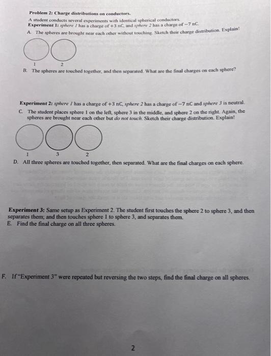 Solved Problem 2: Charge distributions on conductors. A | Chegg.com
