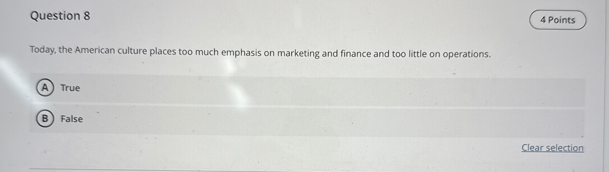 Solved Question 8Today, the American culture places too much | Chegg.com