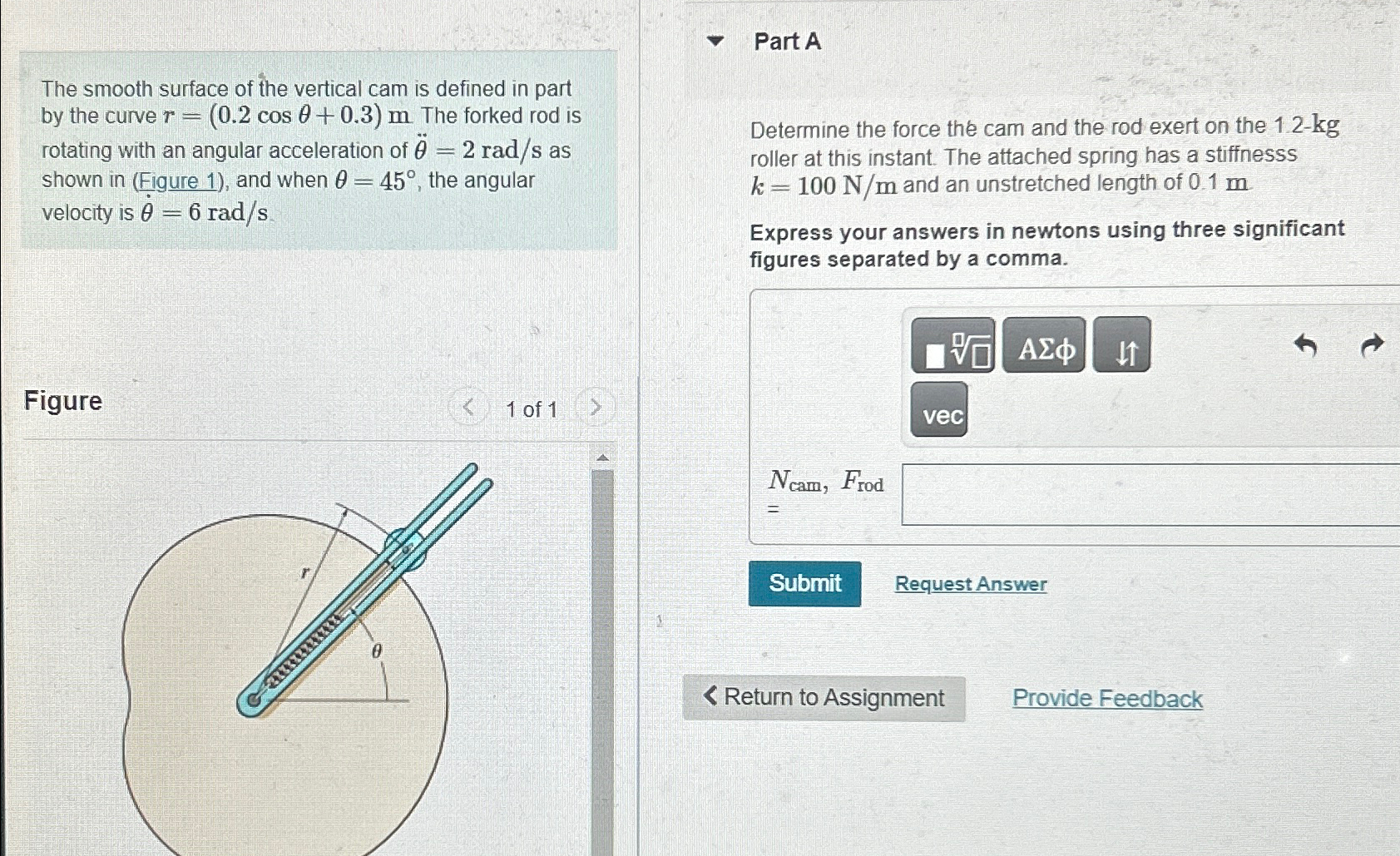 Solved Part AThe smooth surface of the vertical cam is | Chegg.com