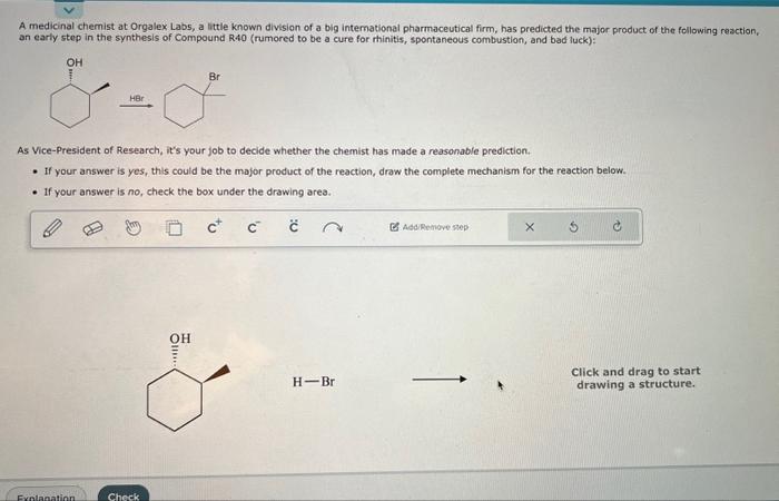 Solved A medicinal chemist at Orgalex Labs, a little known | Chegg.com