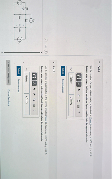 Part AUse the principle of superposition to find w0 | Chegg.com