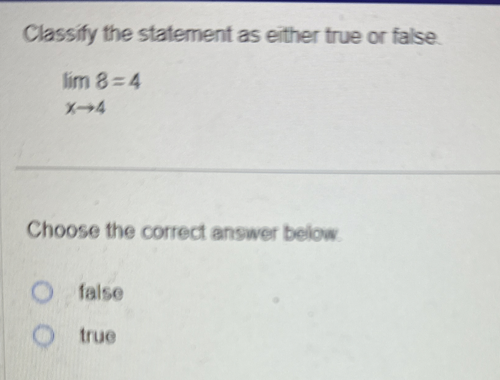 Classify the statement as either true or | Chegg.com