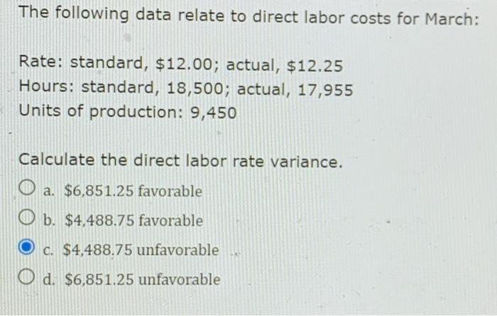 Solved The following data relate to direct labor costs for | Chegg.com