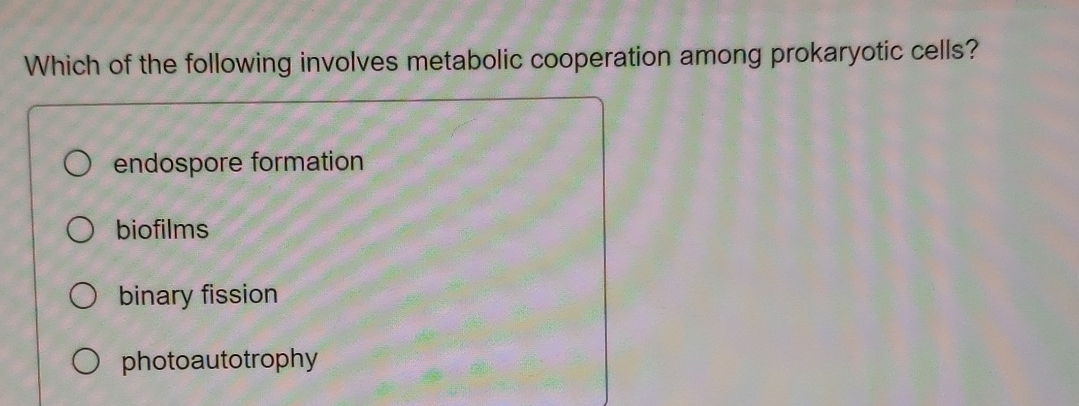 Solved Which of the following involves metabolic cooperation | Chegg.com