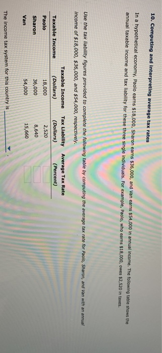 Solved 10. Computing and interpreting average tax rates In a | Chegg.com