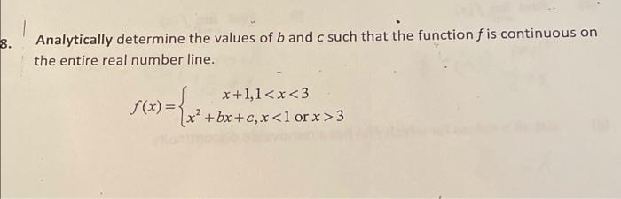 Solved 3. Analytically determine the values of b and c such | Chegg.com