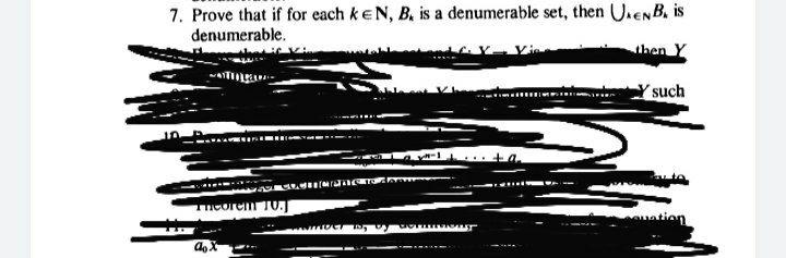 Solved 7 Prove That If For Each Ken B Is A Denumerable