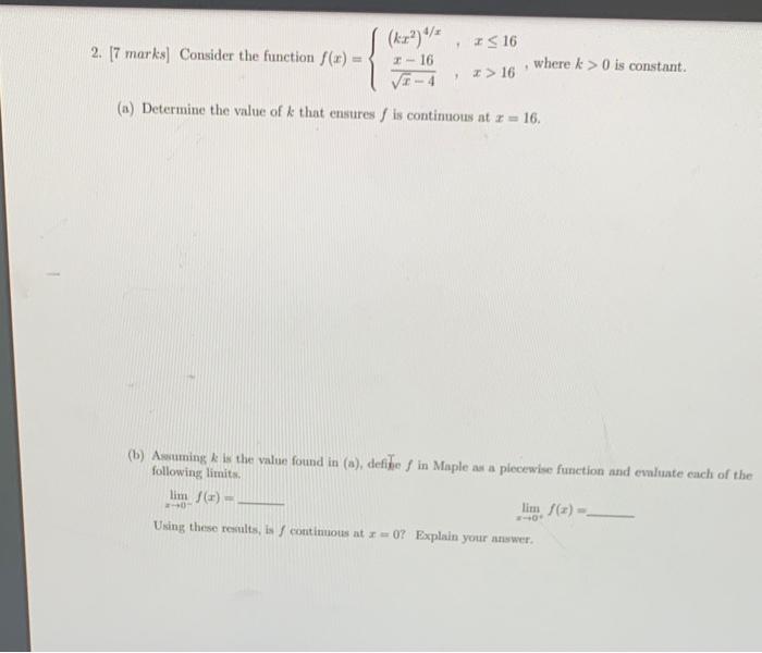 Solved 2. [7 marks] Consider the function | Chegg.com