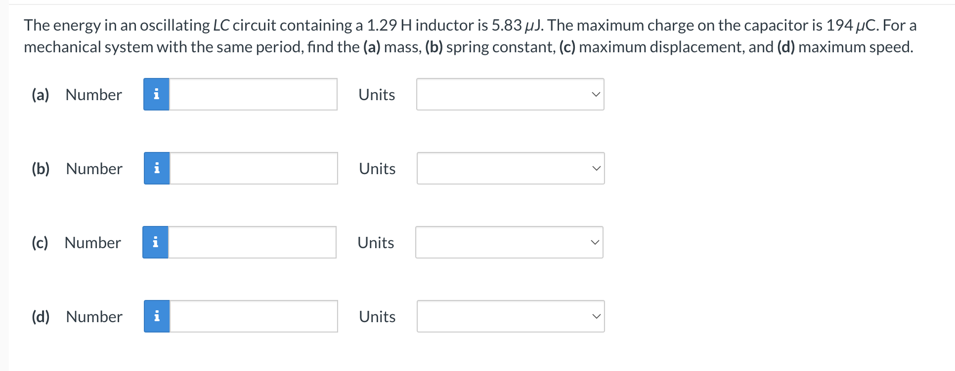 Solved The energy in an oscillating LC ﻿circuit containing a | Chegg.com