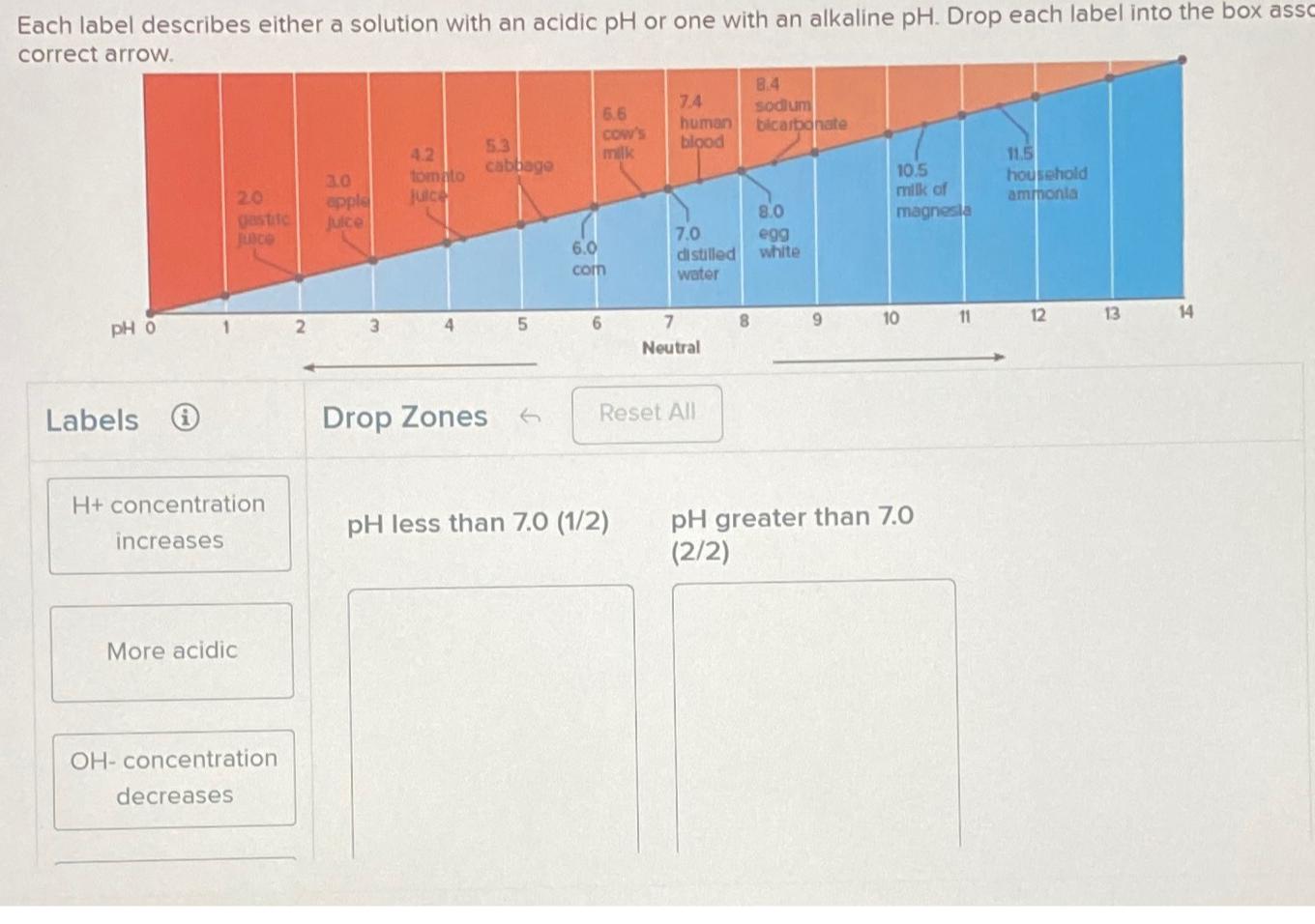 Solved Each label describes either a solution with an acidic | Chegg.com