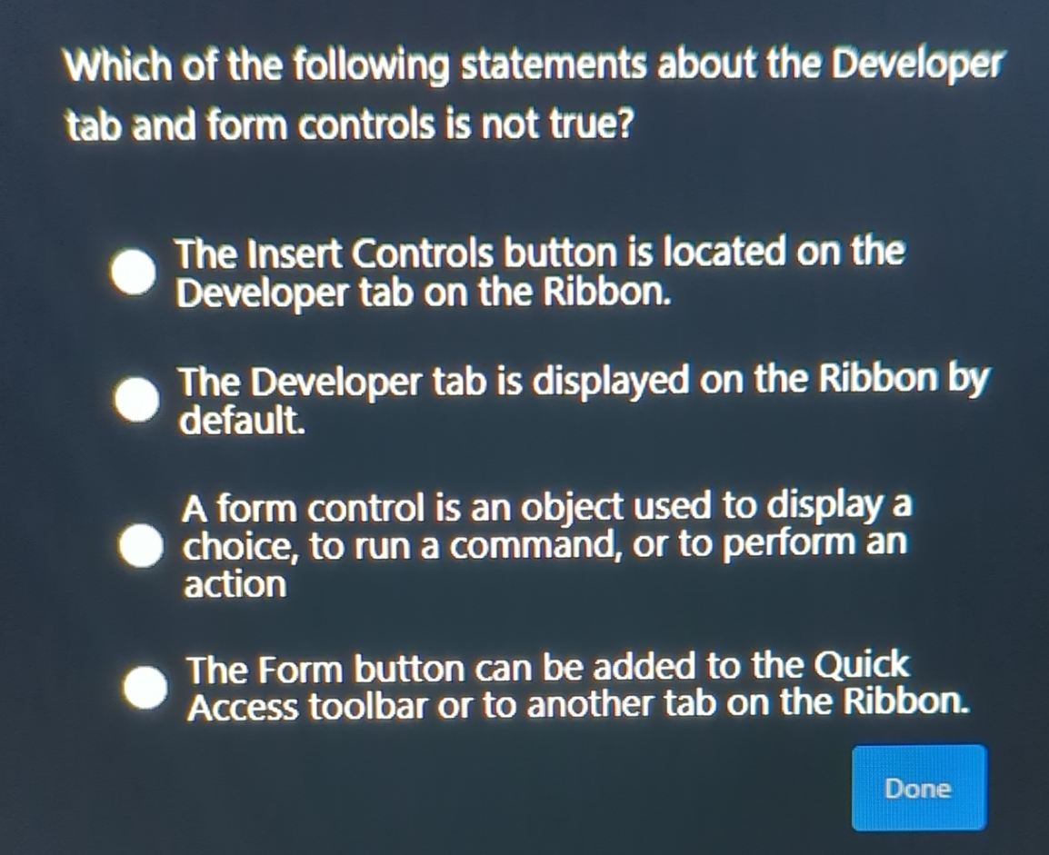 Solved Which of the following statements about the Developer | Chegg.com