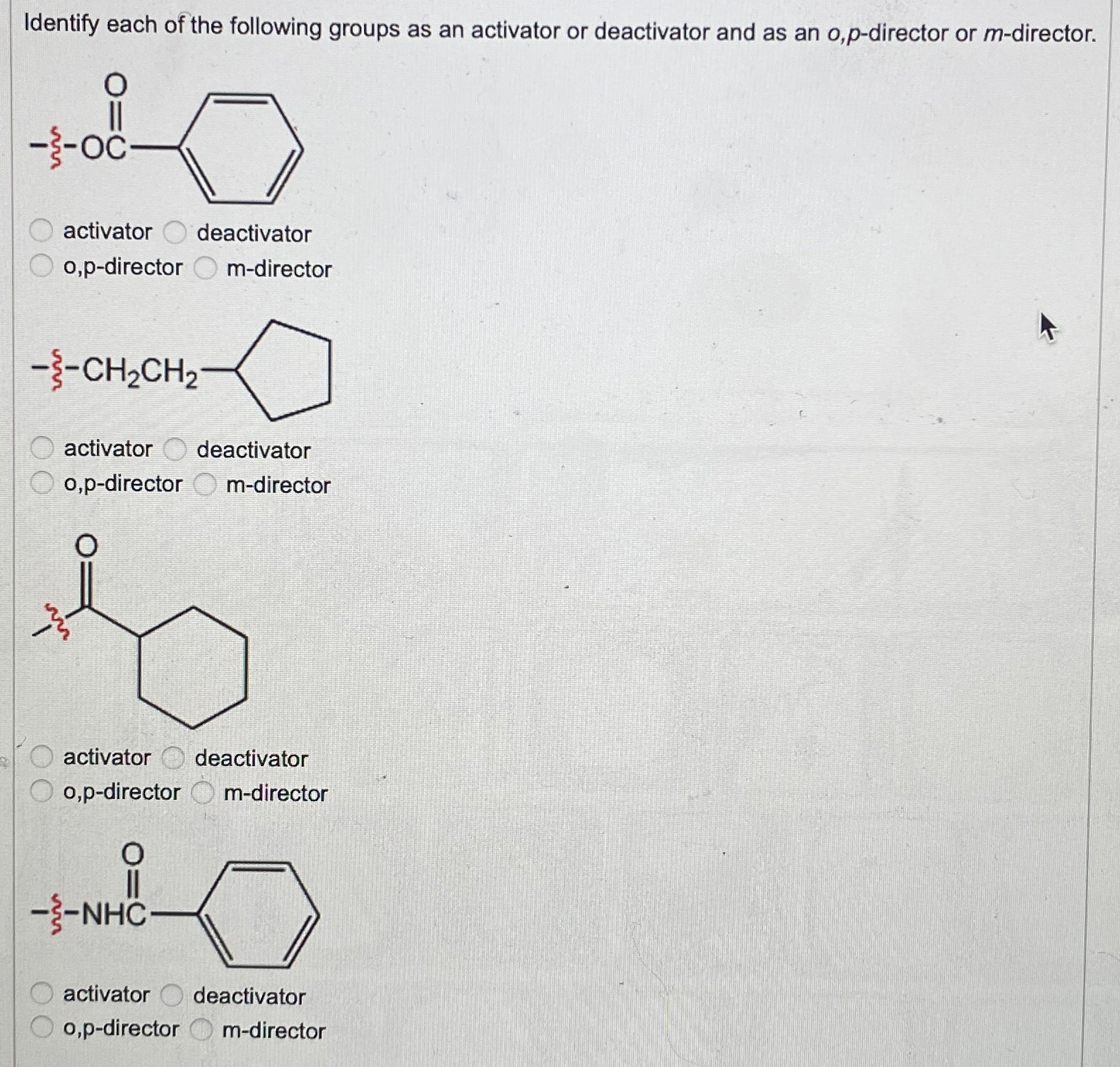 Solved Identify each of the following groups as an activator | Chegg.com