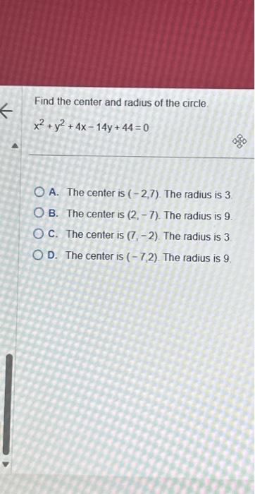 Solved Find the center and radius of the circle. | Chegg.com