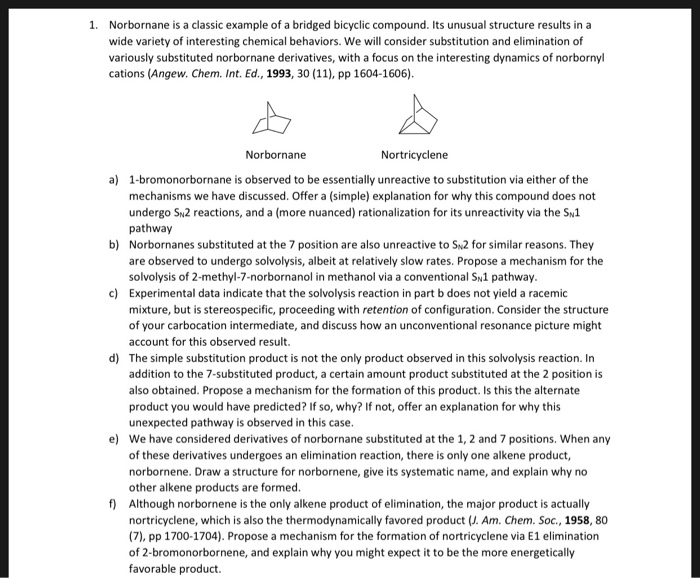 Norbornane is a classic example of a bridged bicyclic | Chegg.com