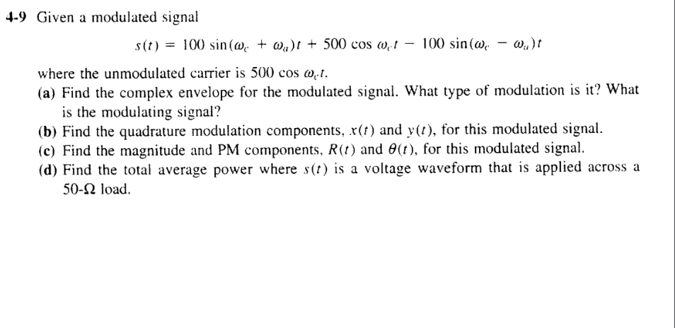 Solved 4-9 ﻿Given a modulated | Chegg.com