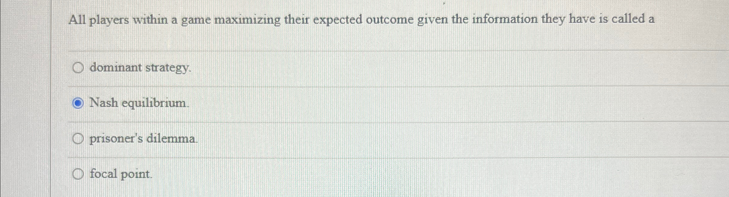 Solved All players within a game maximizing their expected | Chegg.com