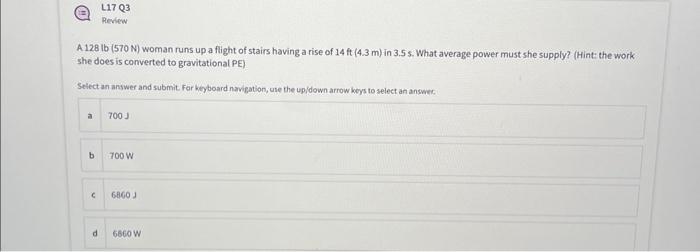 Solved A 128lb(570 N) woman runs up a flight of stairs | Chegg.com