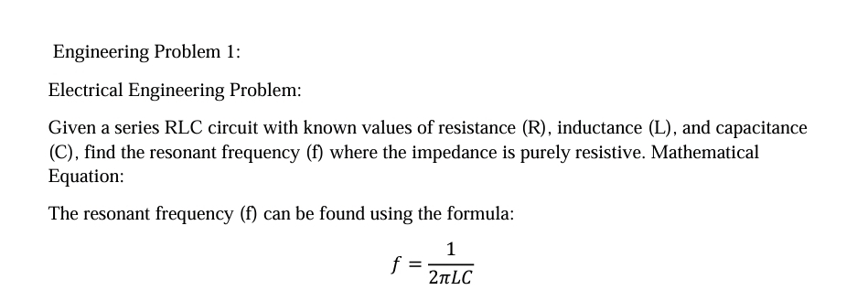 Solved Engineering Problem 1:Electrical Engineering | Chegg.com