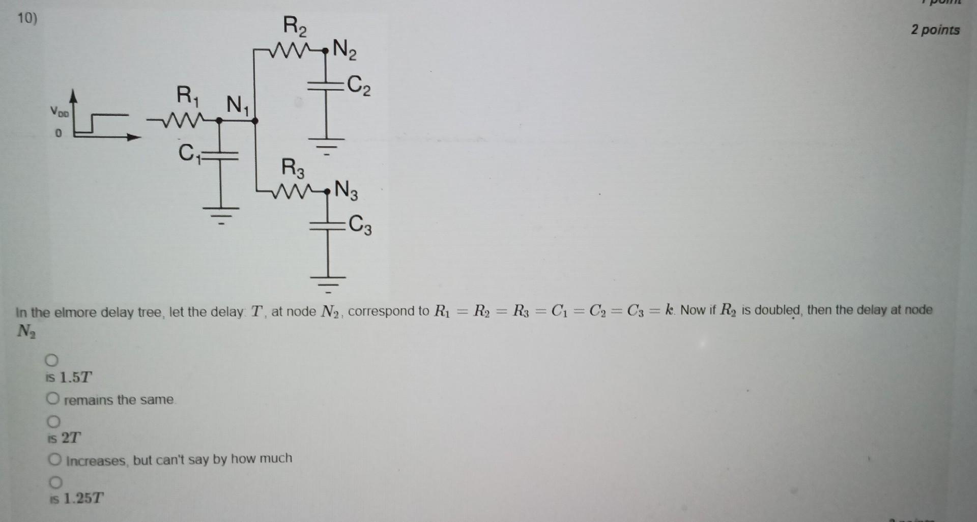 Solved In the elmore delay tree, let the delay T, at node | Chegg.com | Chegg.com