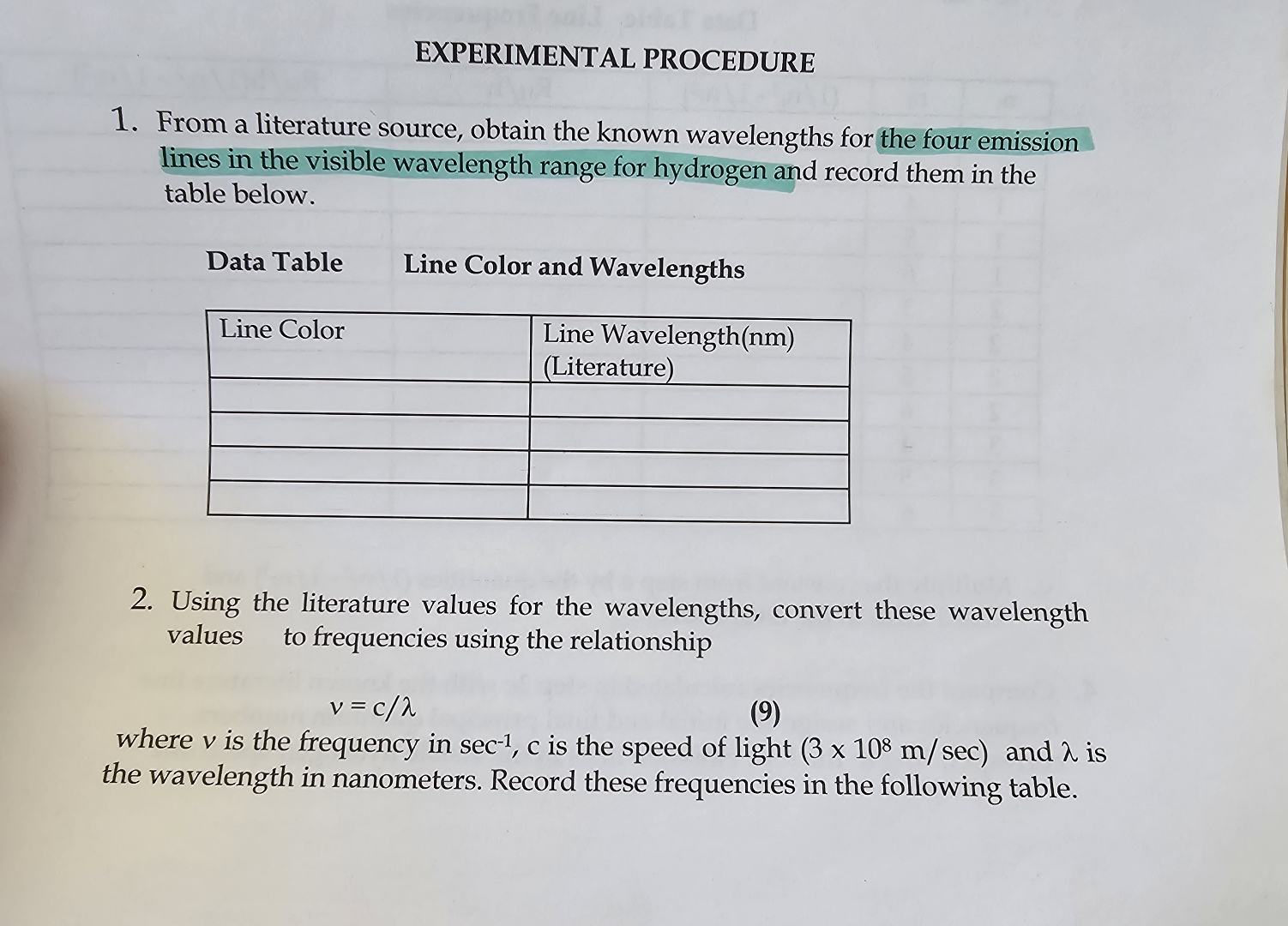 Solved EXPERIMENTAL PROCEDUREFrom a literature source, | Chegg.com