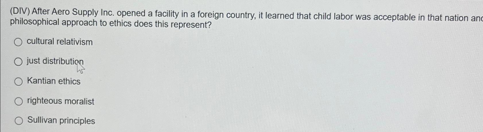 Solved (DIV) ﻿After Aero Supply Inc. opened a facility in a | Chegg.com