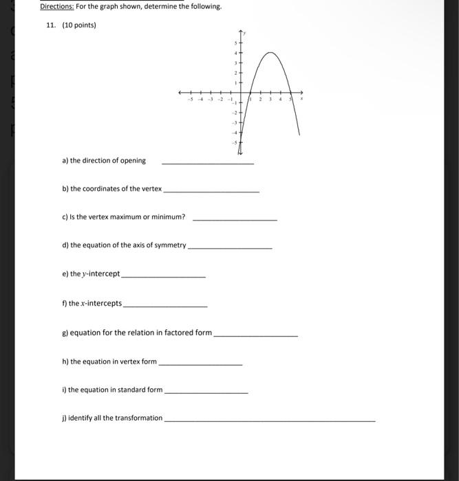 Solved Directions: For the graph shown, determine the | Chegg.com
