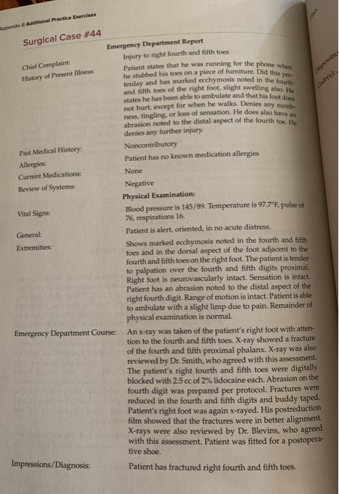 Solved Mppend Additional Practice Exercises Surgical Case | Chegg.com