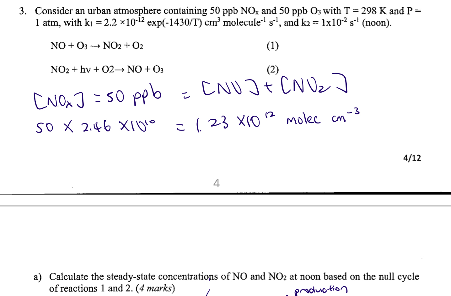Solved Consider an urban atmosphere containing 50ppbNOx ﻿and | Chegg.com