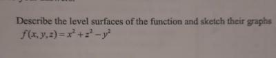 Solved Describe the level surfaces of the function and | Chegg.com
