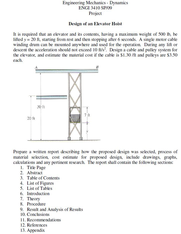 Design of an Elevator Hoist It is required that an | Chegg.com