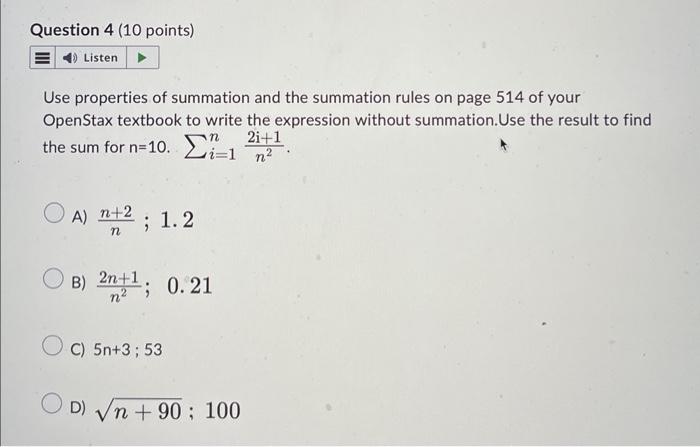 Solved Use properties of summation and the summation rules | Chegg.com Solved Use properties of summation and the summation rules | Chegg.com