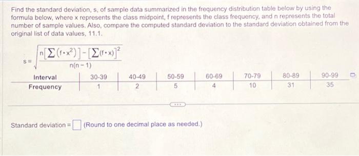 Solved Find the standard deviation, $, of sample data | Chegg.com
