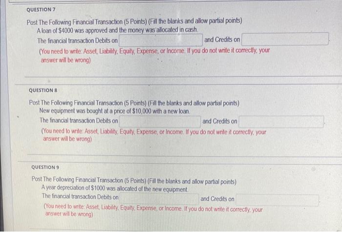 Solved Post The Following Financial Transaction (5 Points) | Chegg.com