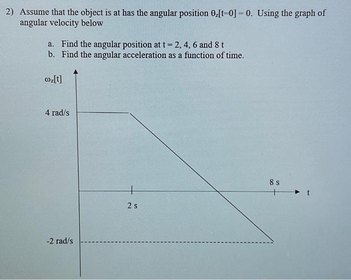 Solved 2) Assume that the object is at has the angular | Chegg.com
