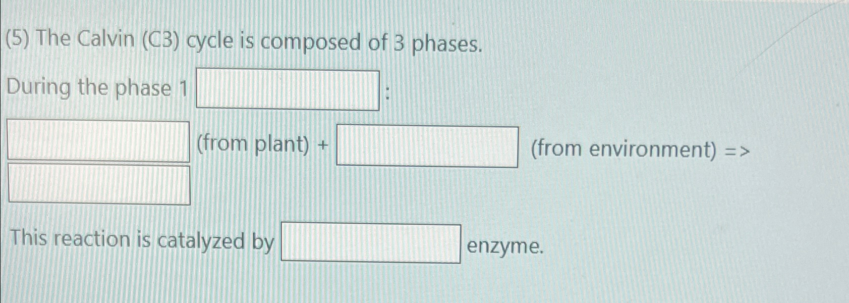 Solved (5) ﻿The Calvin (C3) ﻿cycle is composed of 3 | Chegg.com
