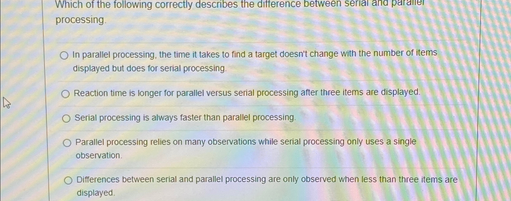 Solved Which of the following correctly describes the | Chegg.com