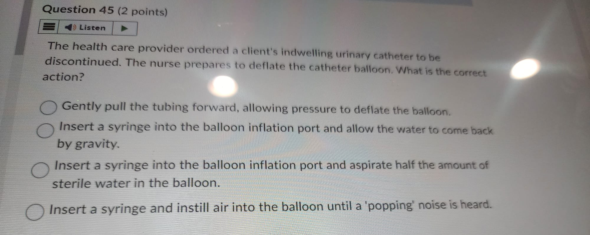 Solved Question 45 (2 ﻿points)ListenThe health care provider | Chegg.com