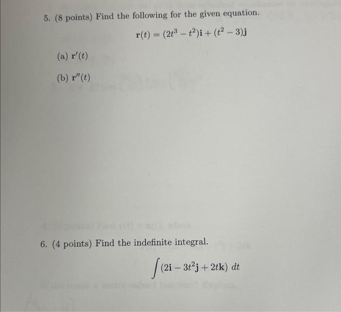 Solved 5. (8 points) Find the following for the given | Chegg.com