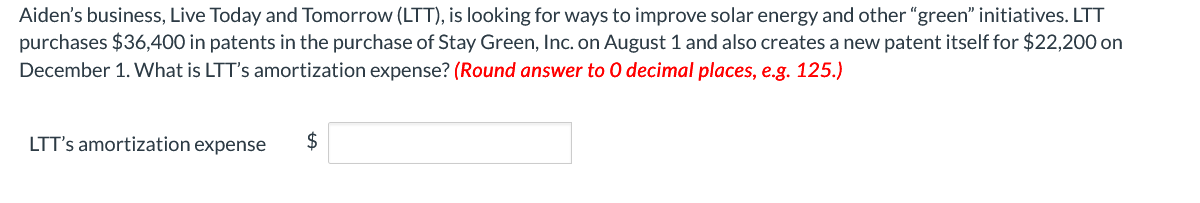 Solved Aiden's business, Live Today and Tomorrow (LTT), ﻿is | Chegg.com