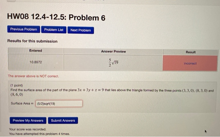 Solved HW08 12.4-12.5: Problem 6 Previous Problem Problem | Chegg.com